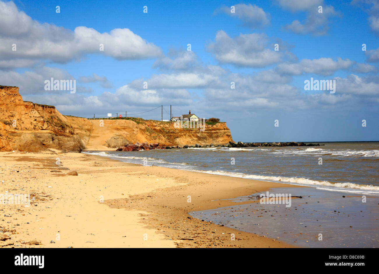A view of the beach and cliffs at Happisburgh, Norfolk, England, United ...