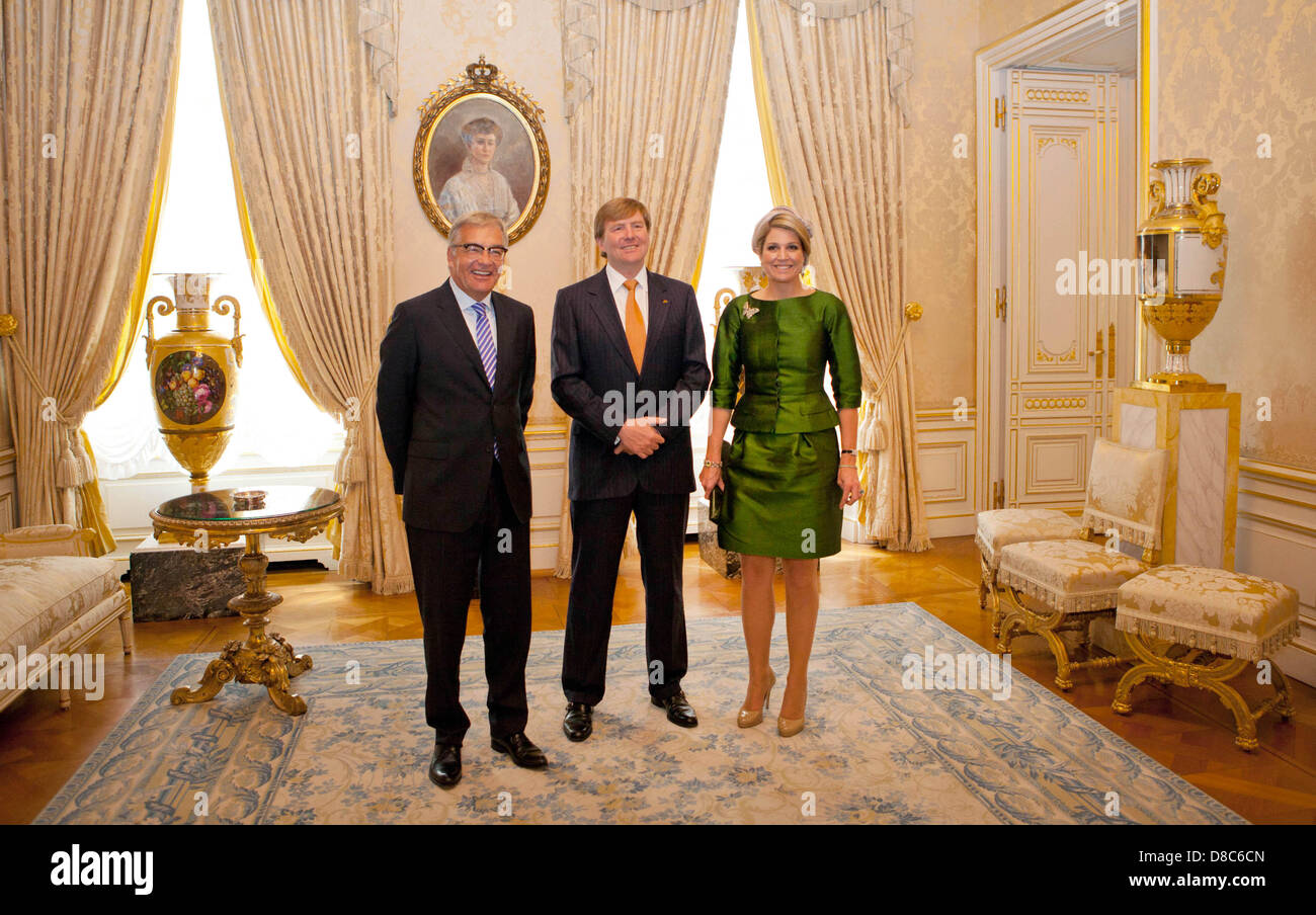 Luxembourg Deputy Chamber President Laurent Mosar (L) welcomes King ...