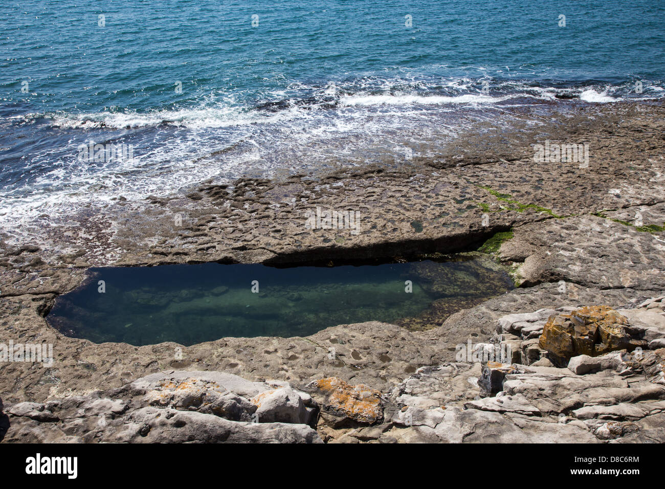 Pool blasted out of the rock at Dancing Ledge, Isle of Purbeck, Dorset ...