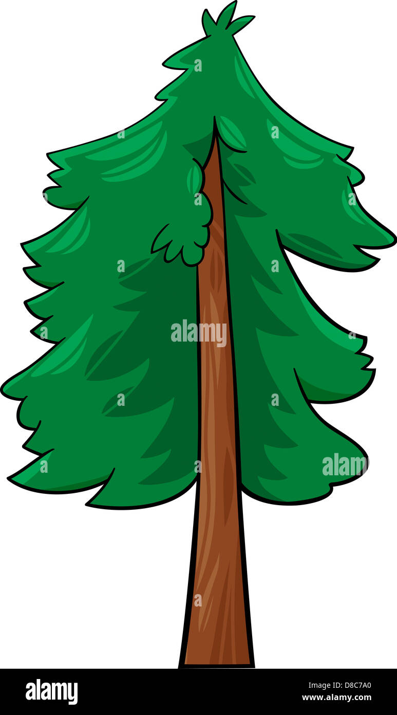 Cartoon Illustration of Green Conifer Tree or Spruce, Fir or Pine Stock ...