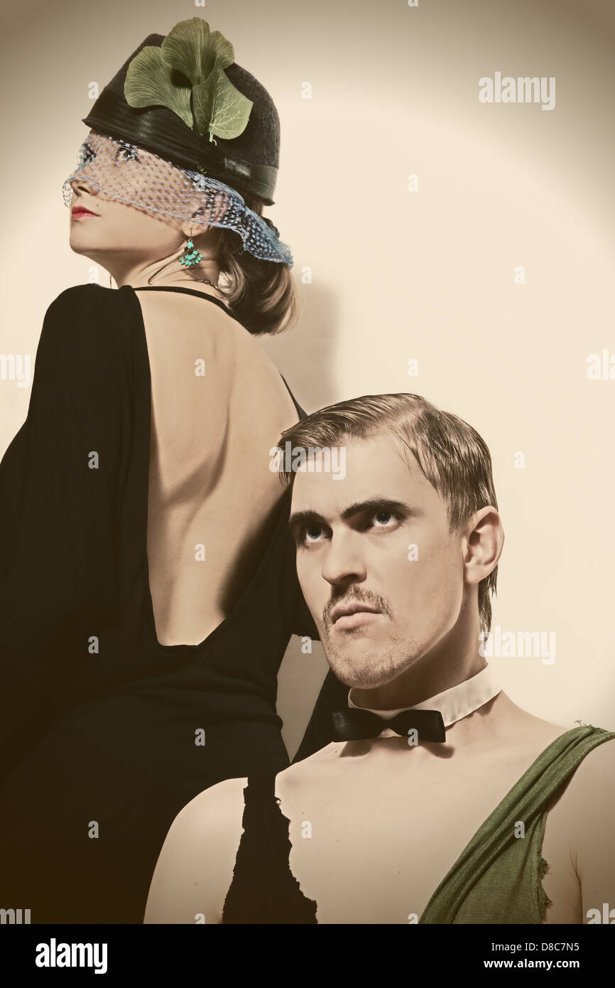 Young couple theater actors in a retro style Stock Photo - Alamy