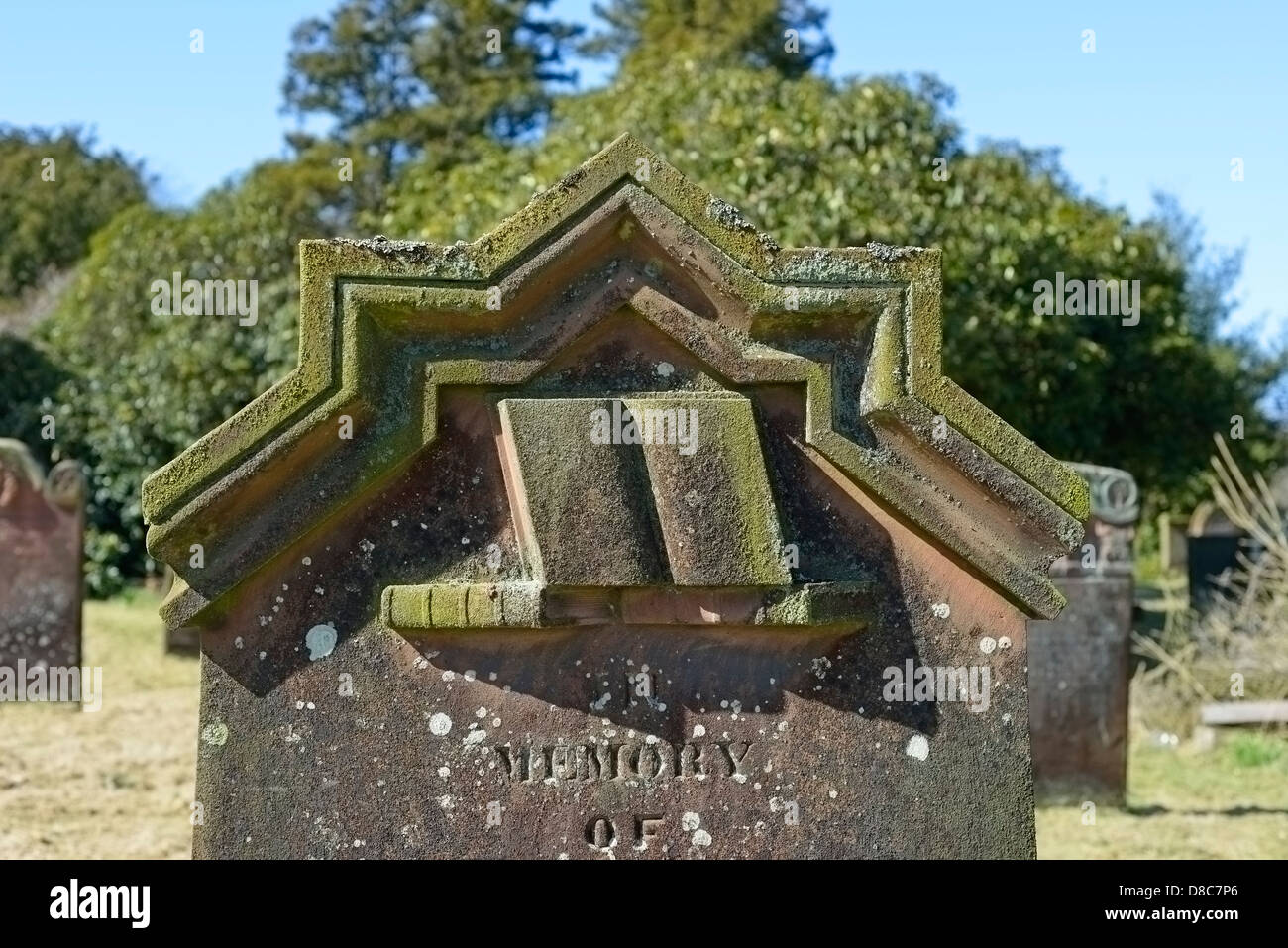 Gravestone with book design (detail). Church of St. Mary Holme Cultram ...