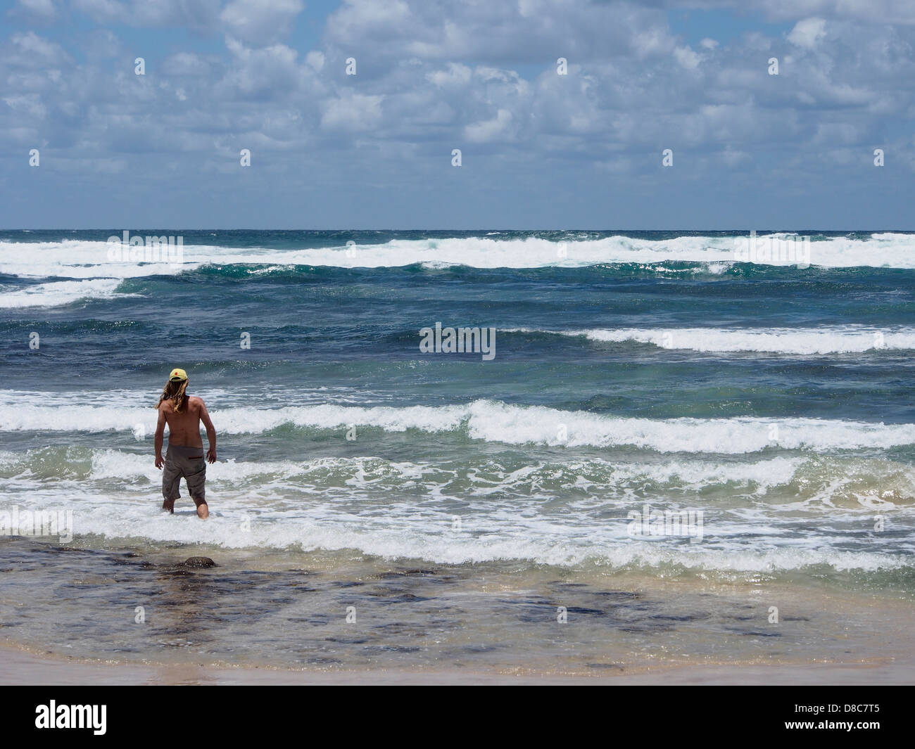 LONE MALE ON BEACH IN THE LENNOX HEAD AREA, NEW SOUTH WALES, AUSTRALIA ...
