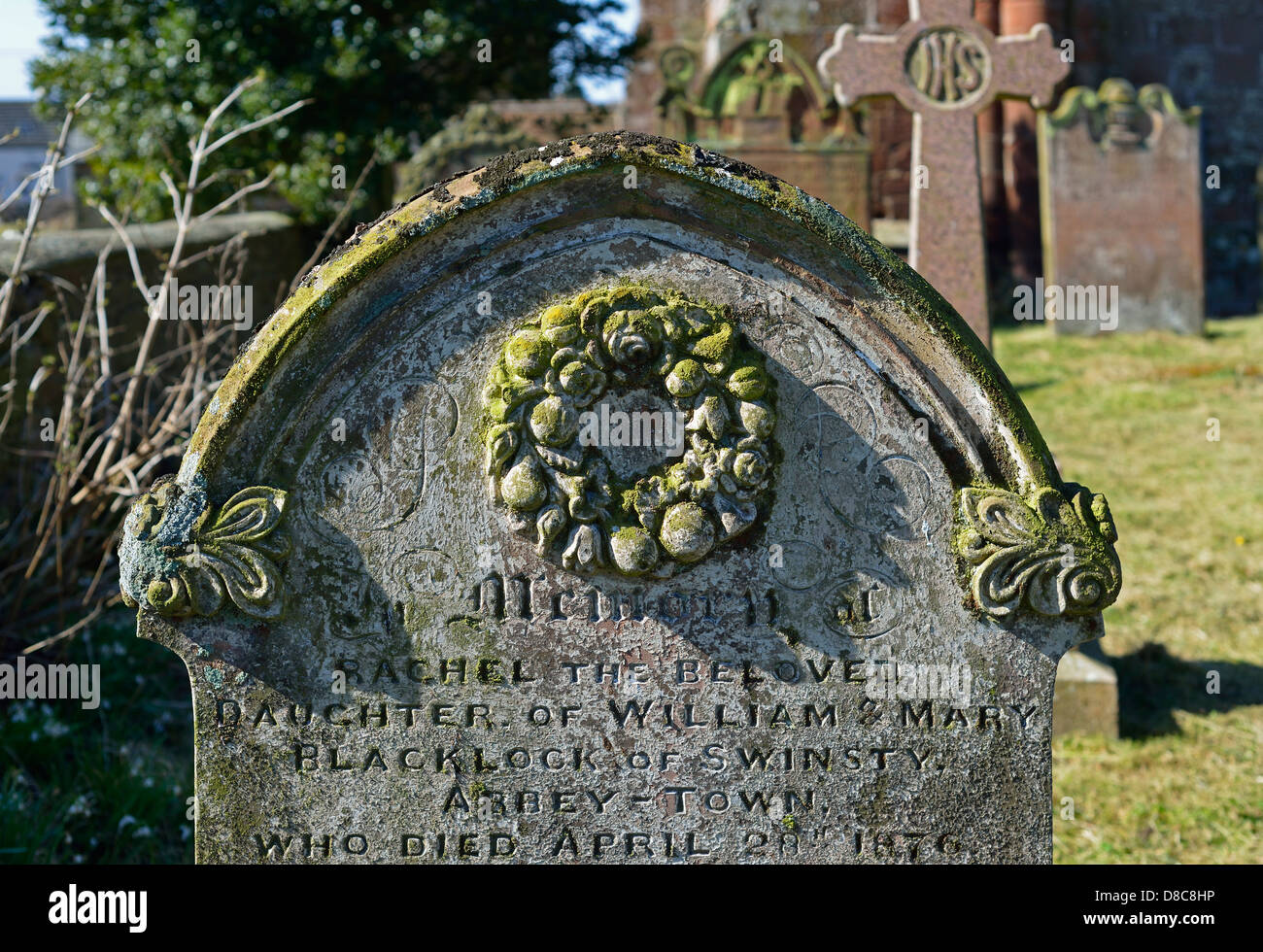 Gravestone with floral design (detail). Church of St. Mary Holme ...