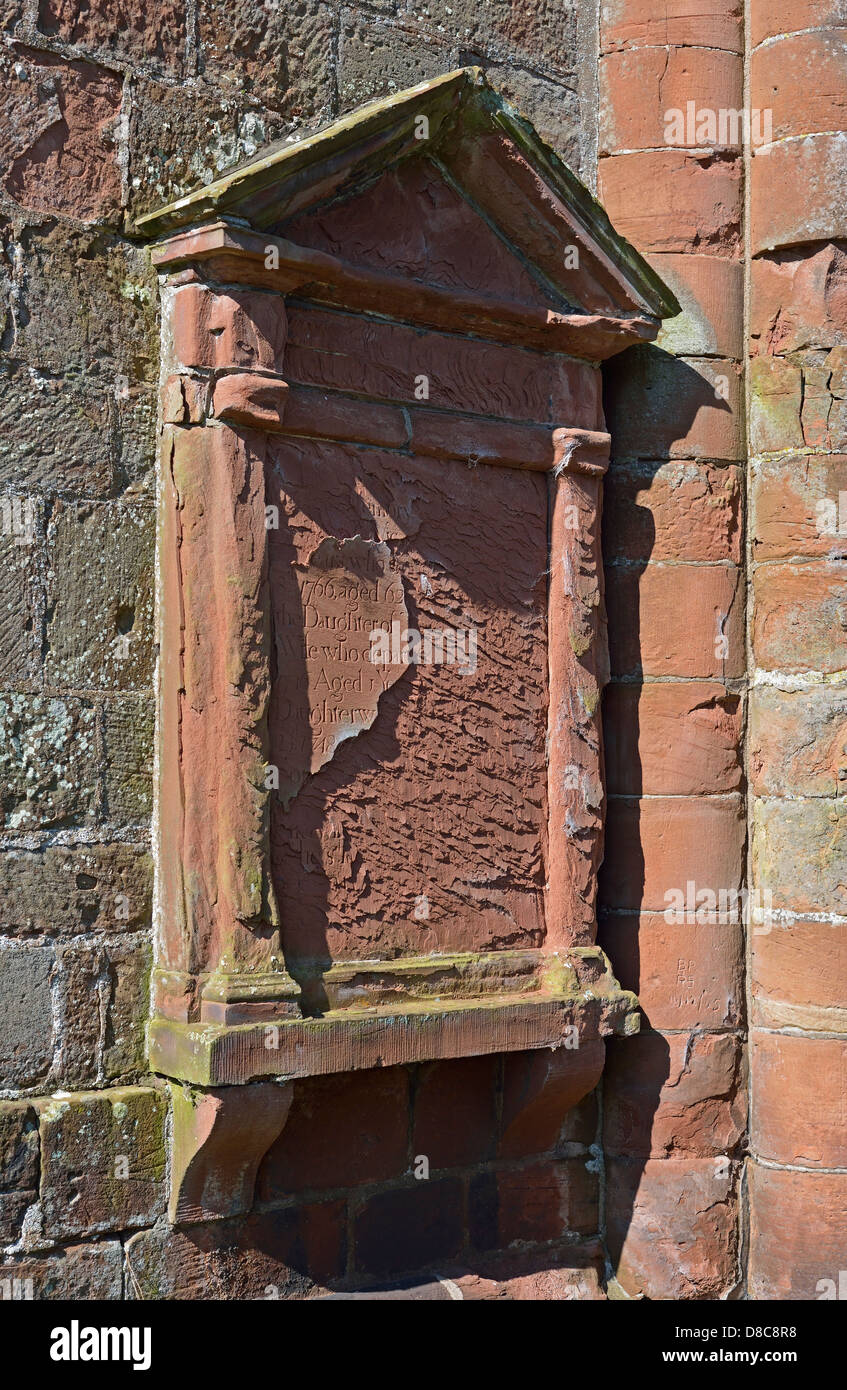 Badly eroded gravestone. Church of St. Mary Holme Cultram. Abbeytown ...