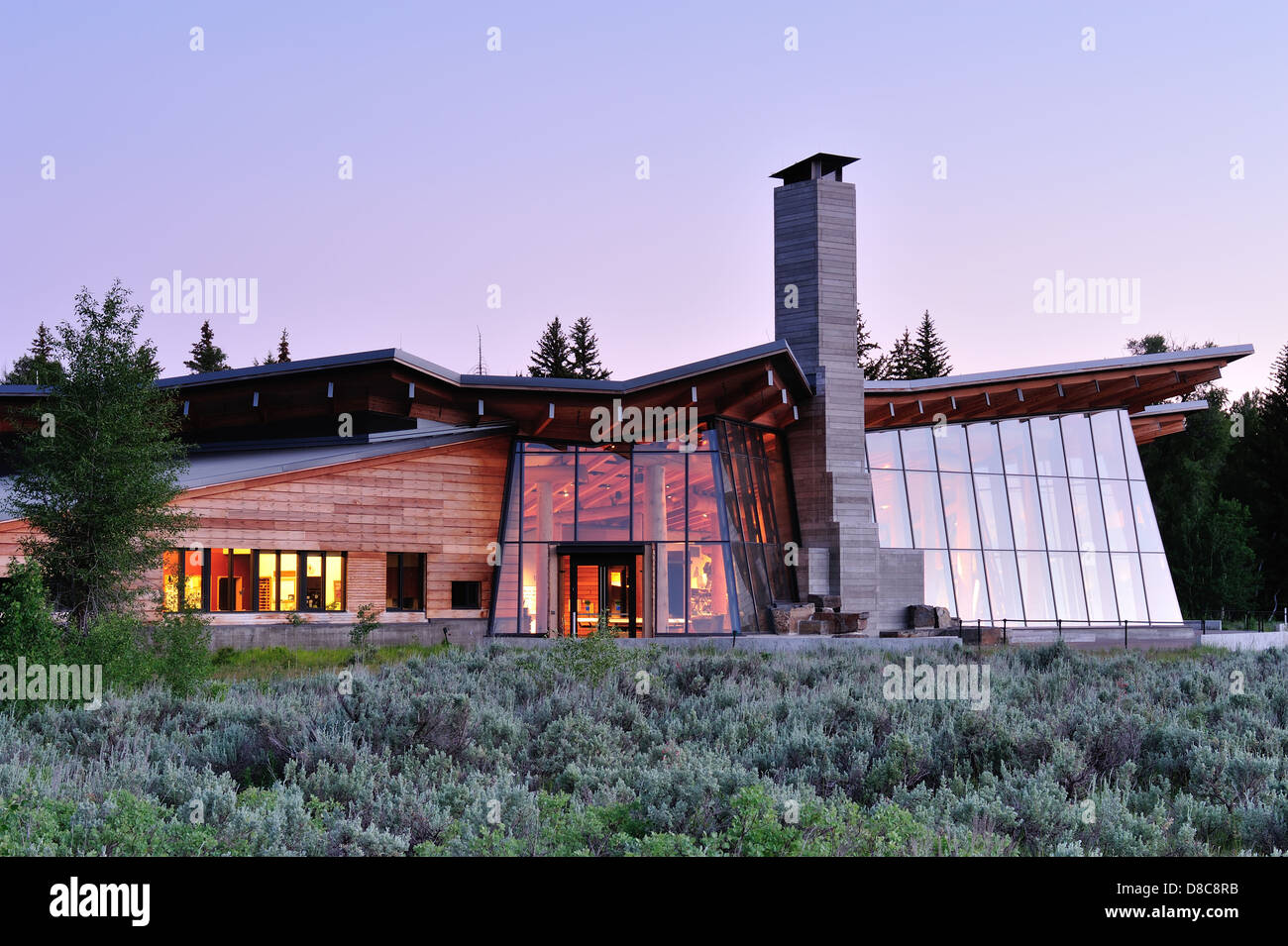 The Craig Thomas Visitor and Discovery Center photographed at sunset ...