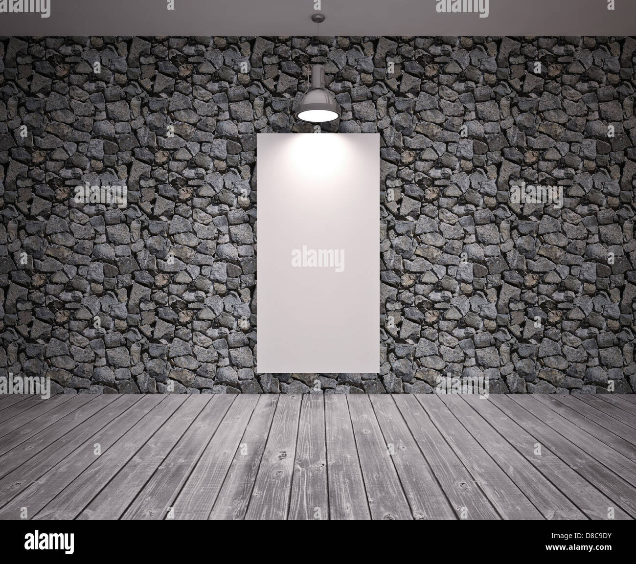 Banner on stone wall with lamp Stock Photo - Alamy