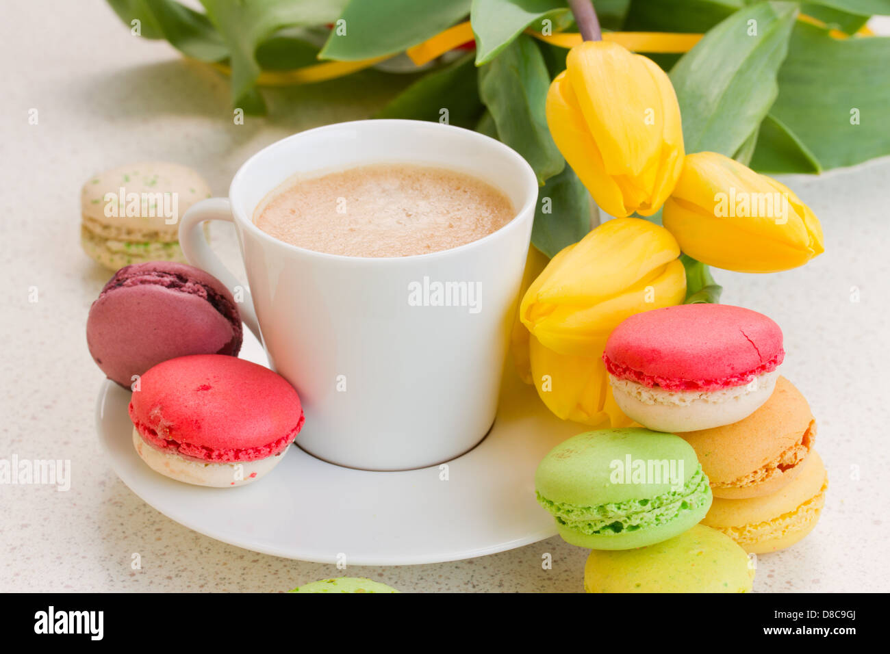 cup of coffee with macaroons Stock Photo - Alamy