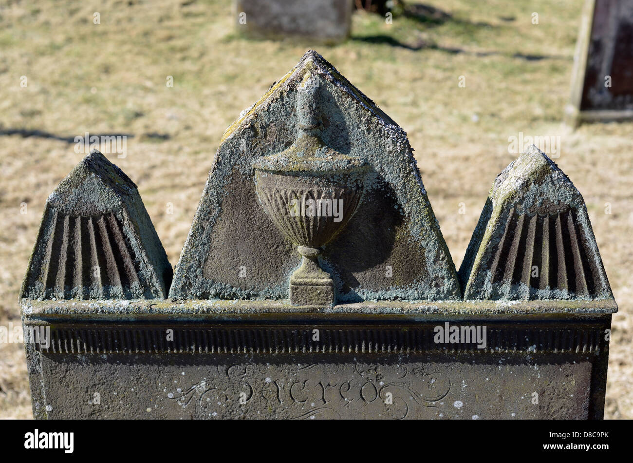 Gravestone with urn design. Church of St. Mary Holme Cultram. Abbeytown ...