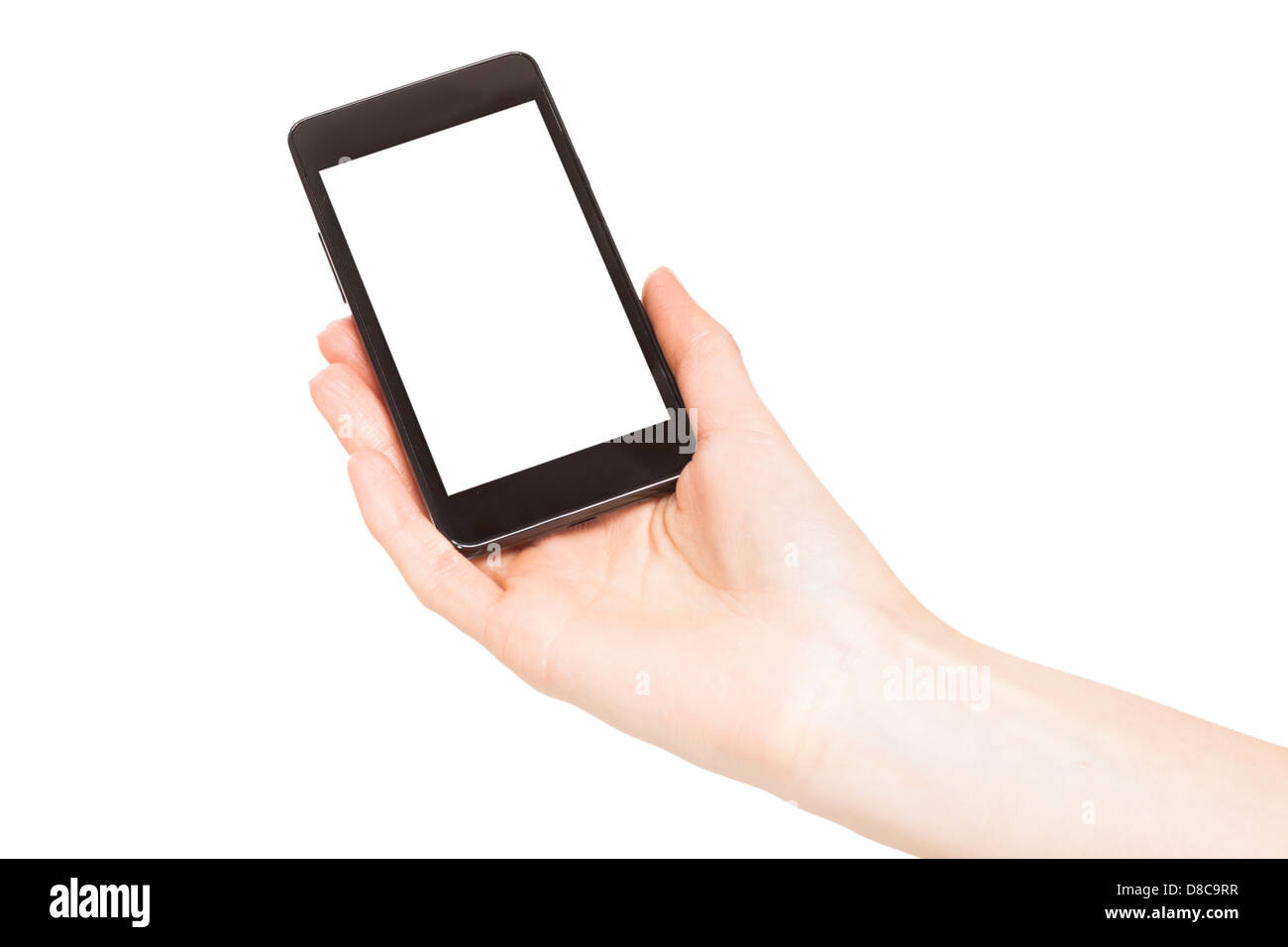 Hands holding smart phones isolated on white background Stock Photo - Alamy