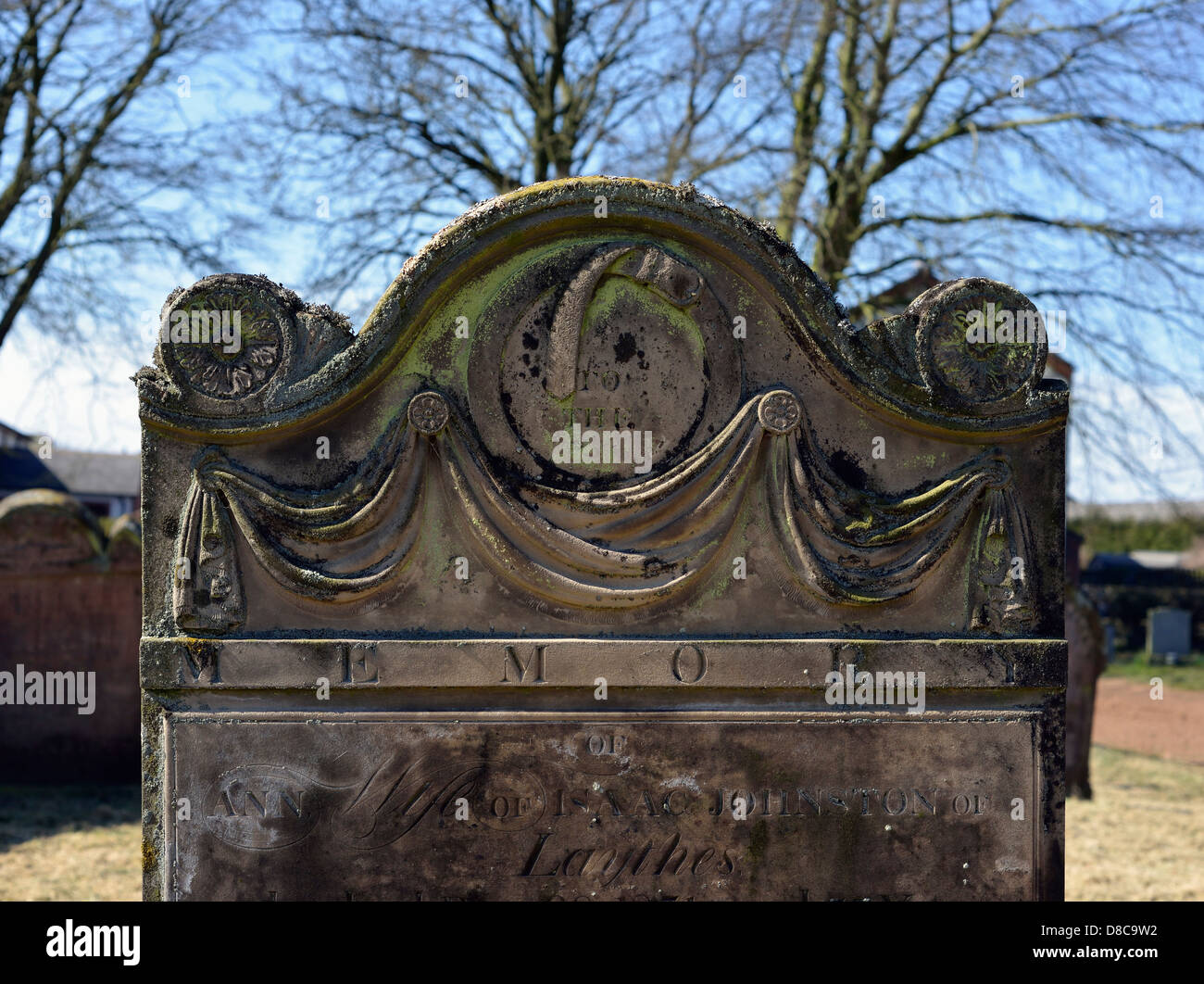 Gravstone with belt and buckle design. Church of St. Mary Holme Cultram ...