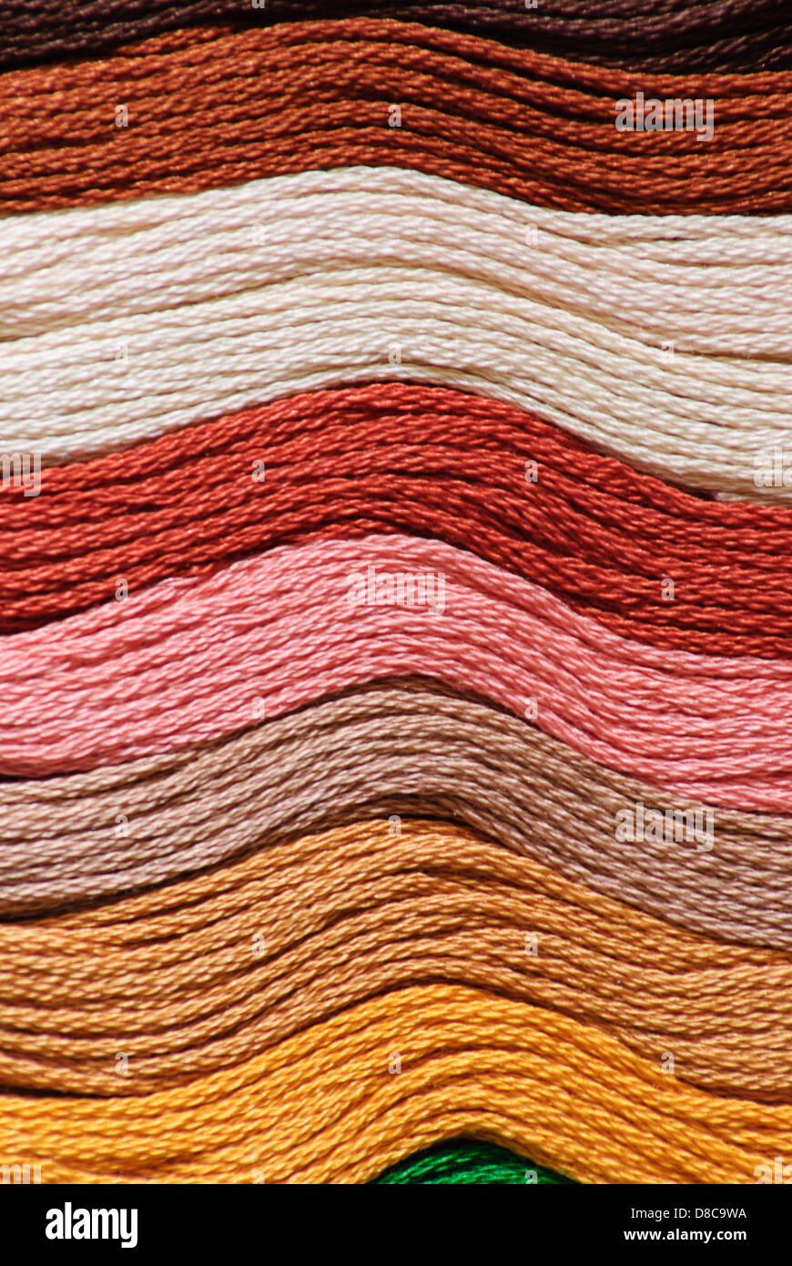 Multi coloured cotton threads used in crafting and embroidery and card ...