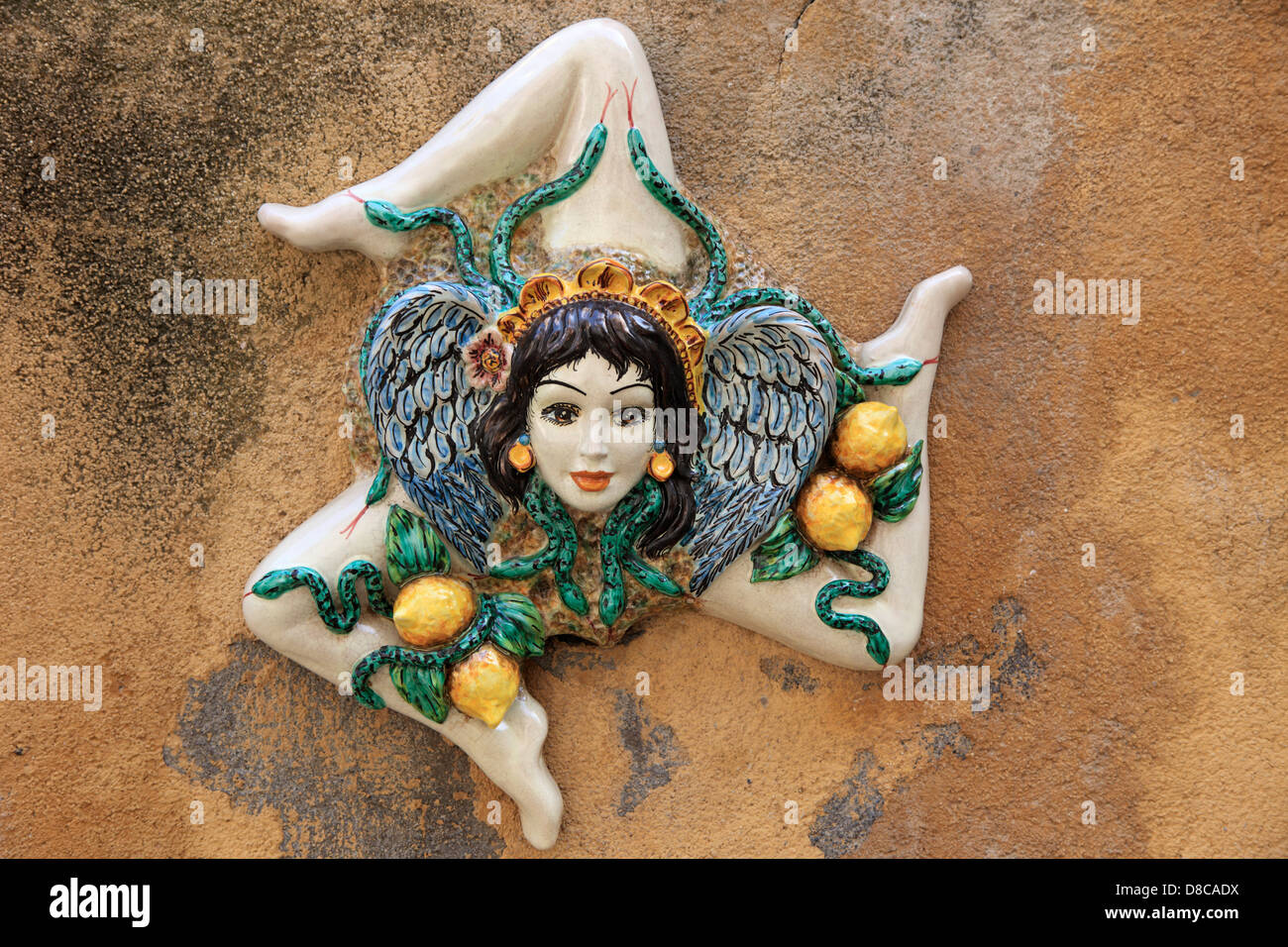 Italy, Sicily, Taormina, Trinacria figure, symbol of Sicily Stock Photo ...