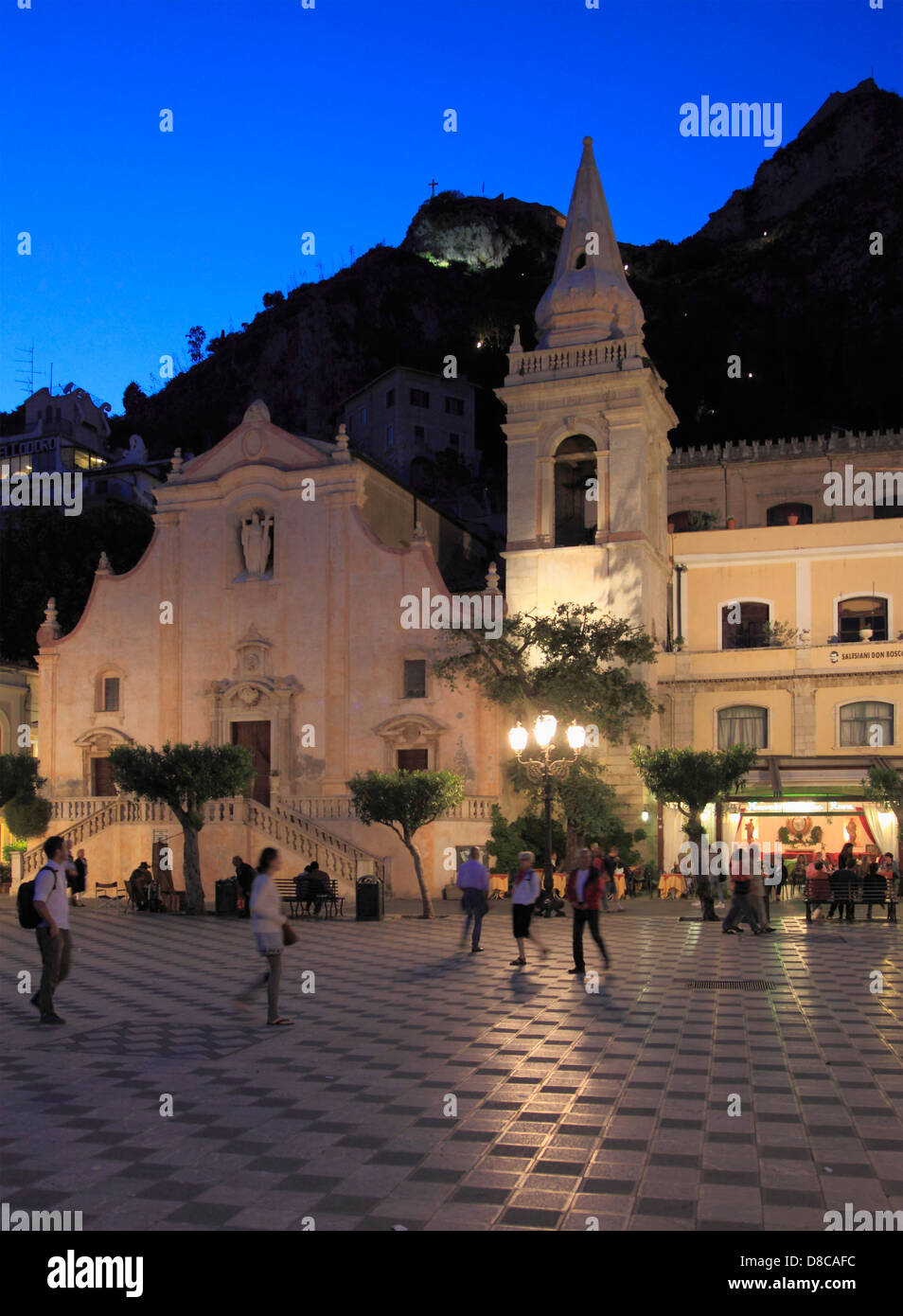 Italy, Sicily, Taormina, Piazza IX Aprile, San Giuseppe Church Stock ...