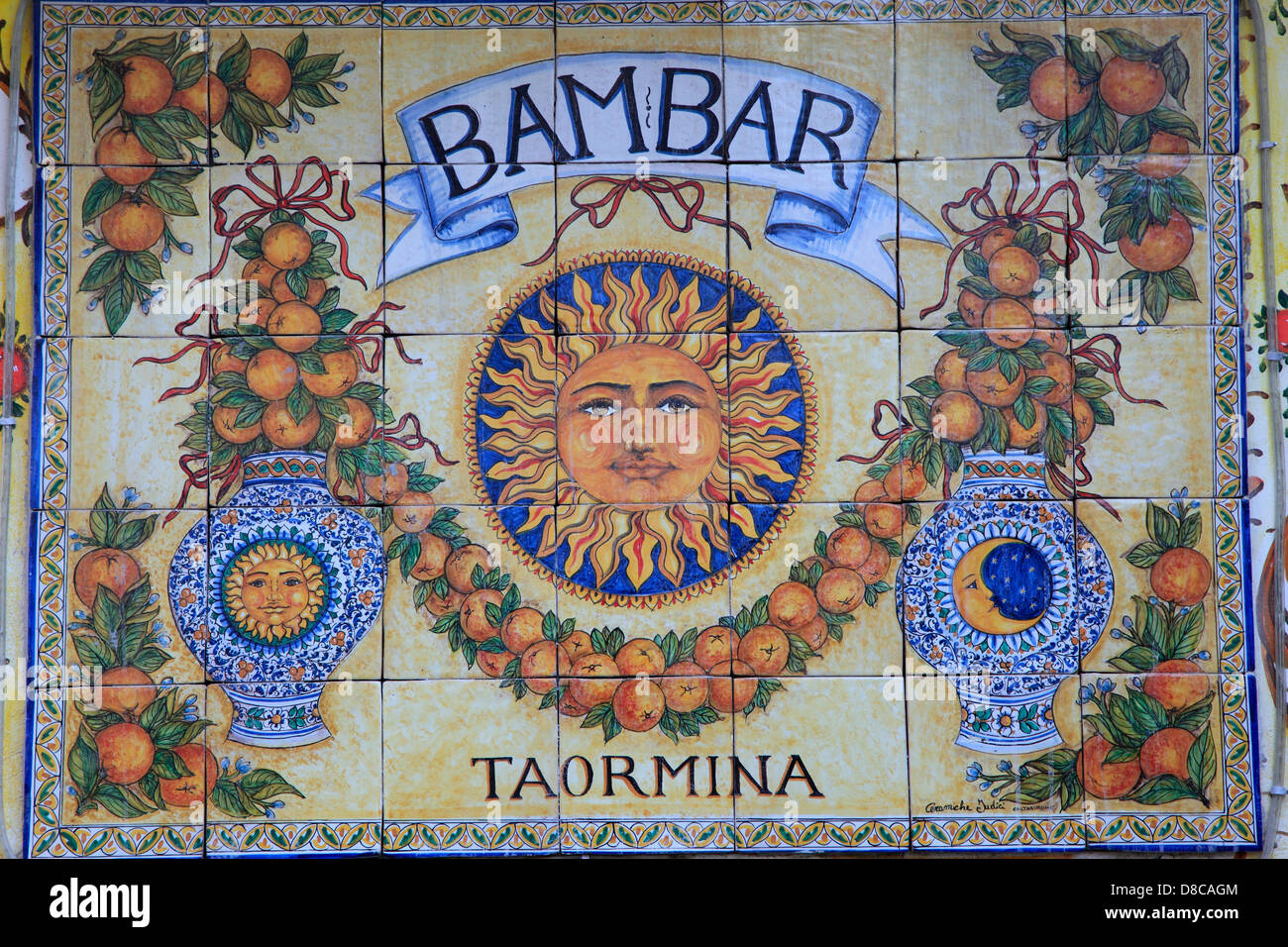 Italy, Sicily, Taormina, ceramic tiles, shop sign Stock Photo - Alamy