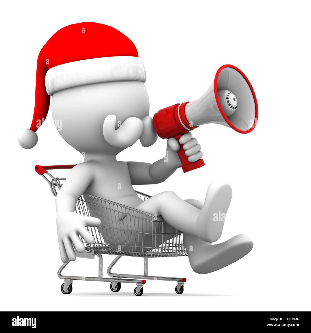 Happy Santa Claus with a shopping cart. Isolated on white background ...