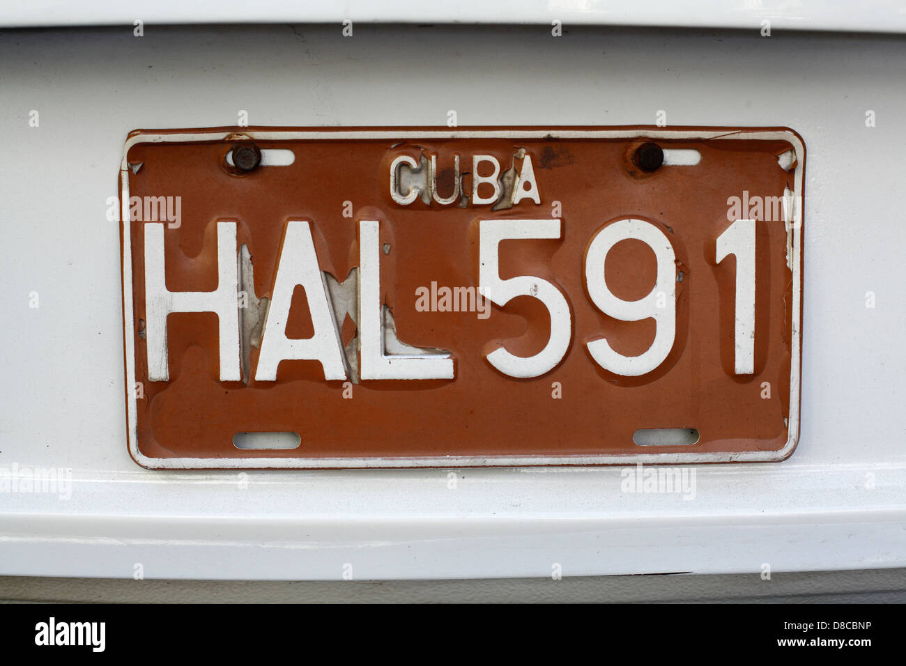 Cuban Vehicle Licence Plate On A Government Owned Vehicle With Peeling ...
