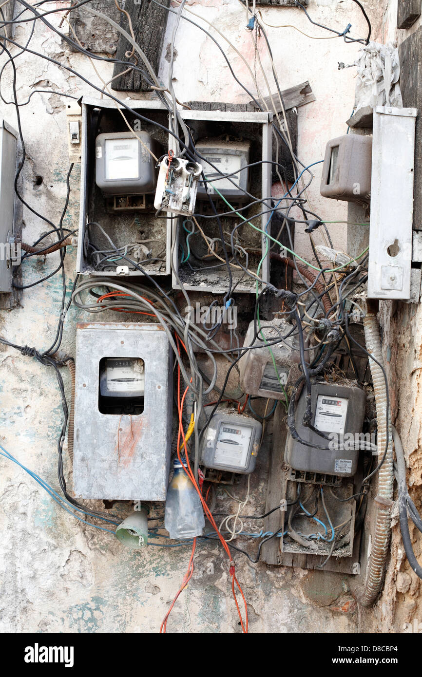 Electric Meters Outside A Building In Havana Cuba Stock Photo - Alamy