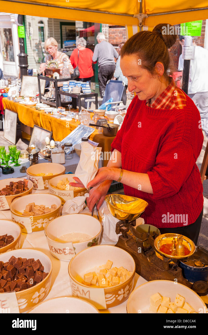 A fudge store at an antiques fair in the town centre of Beccles ...