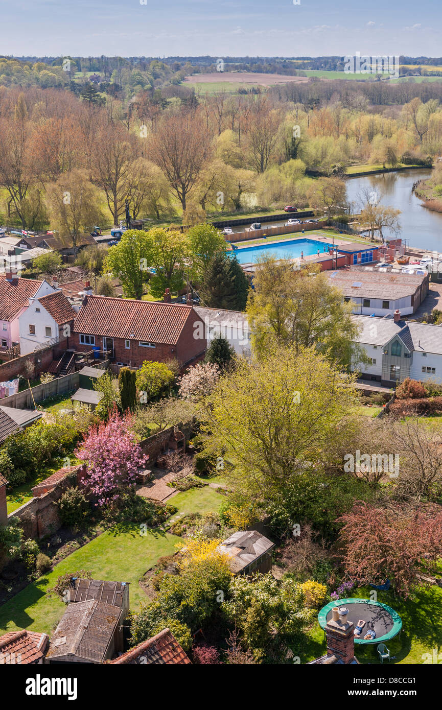 A view of Beccles river Waveney from the top of the church tower in ...