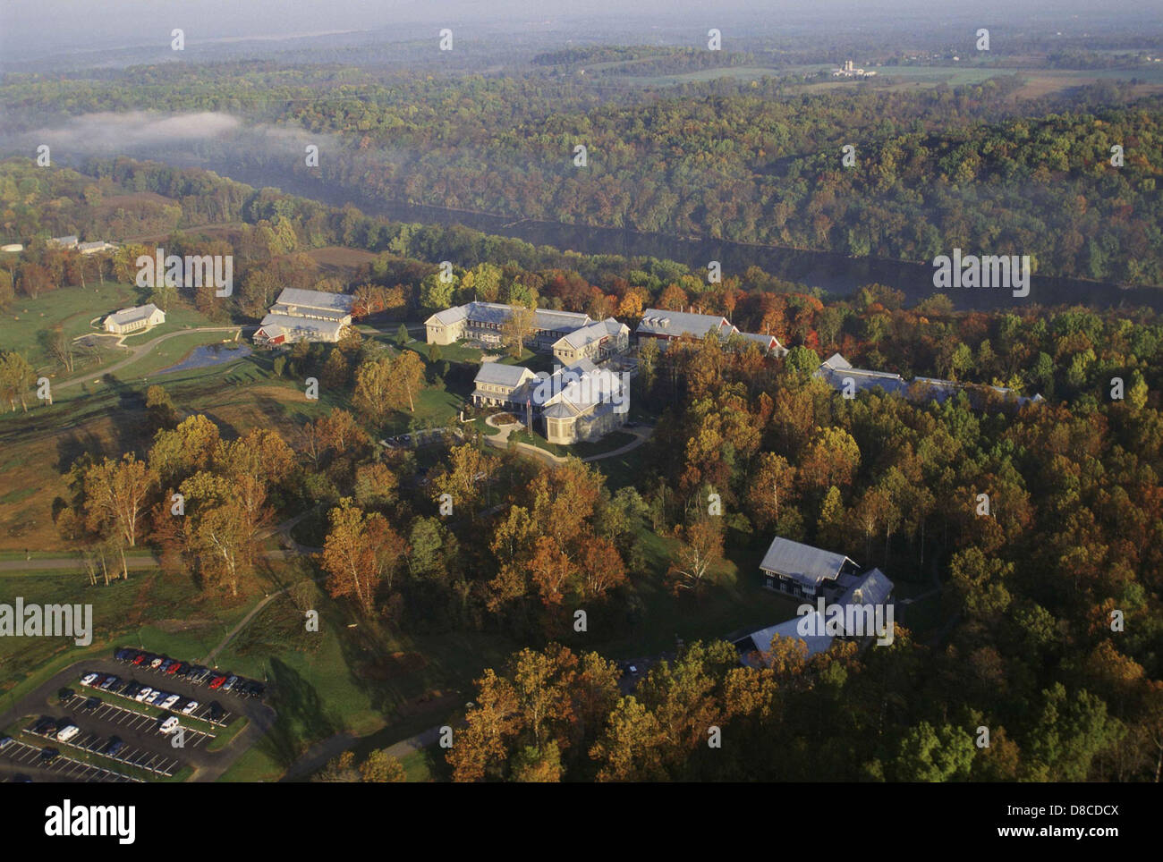 The National Conservation Training Center (NCTC) campus is viewed from an aerial perspective ...