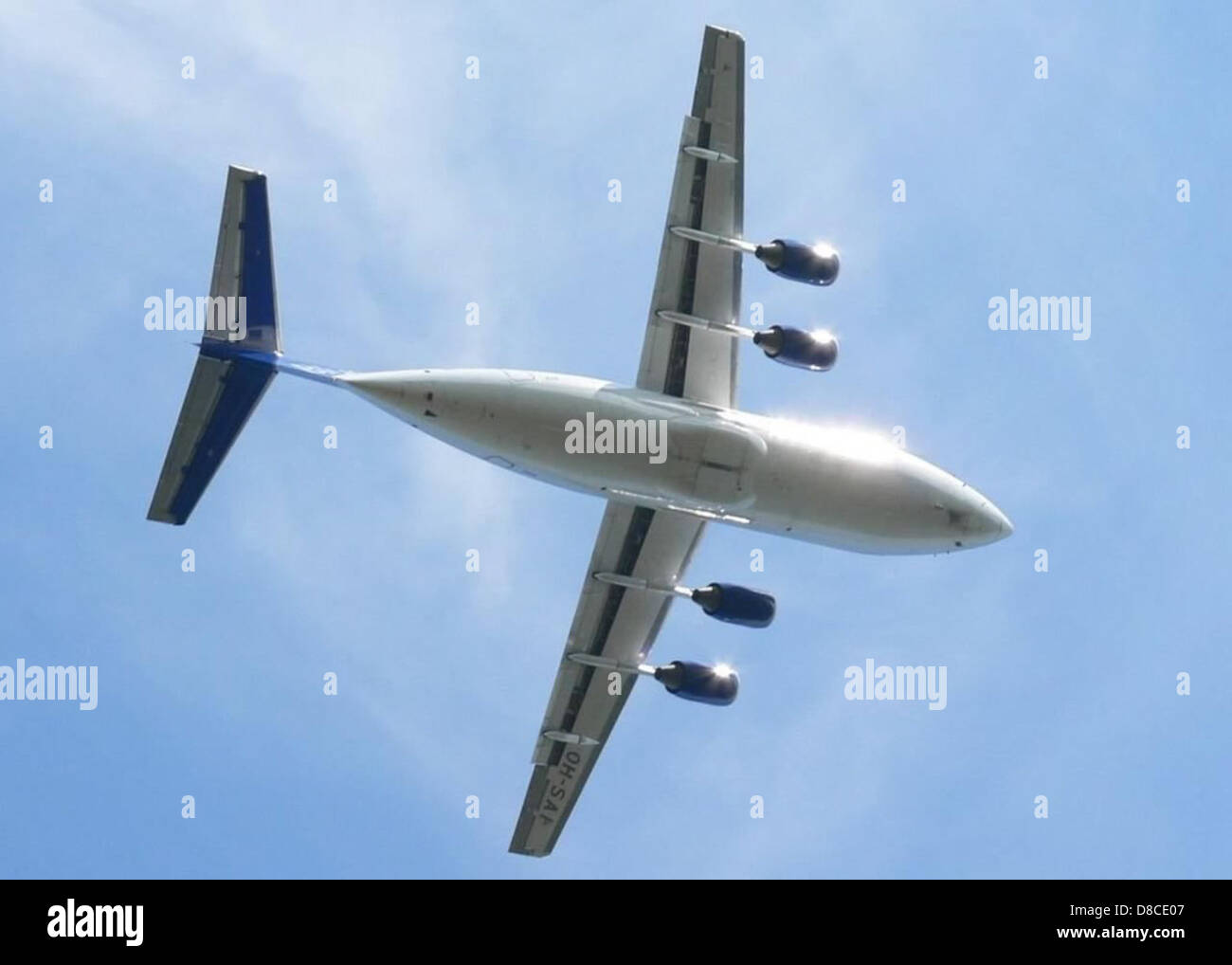 This stock photo shows an airplane taking off, with its engines firing ...