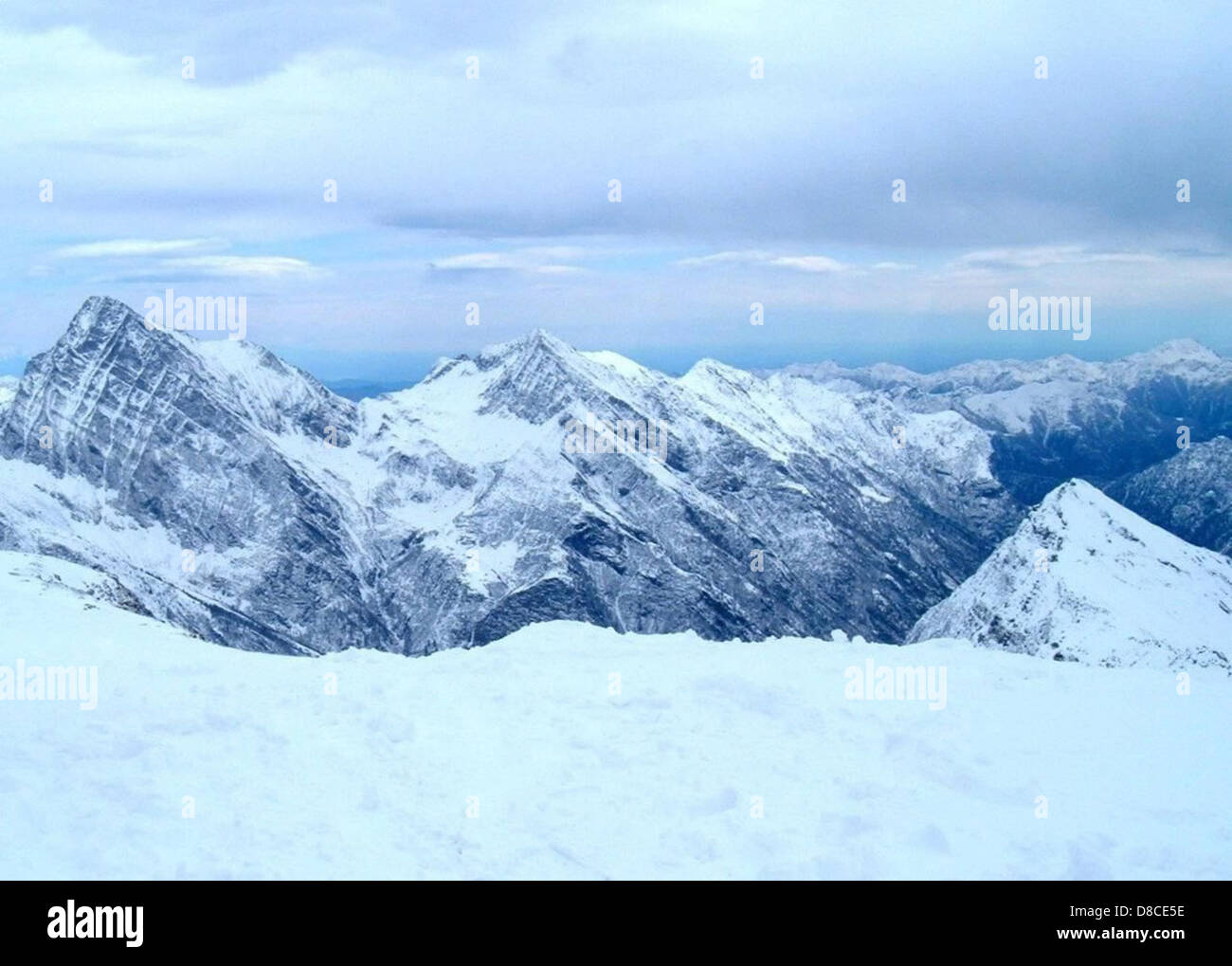 This image shows the snow-covered peaks of the Alps, one of the most ...