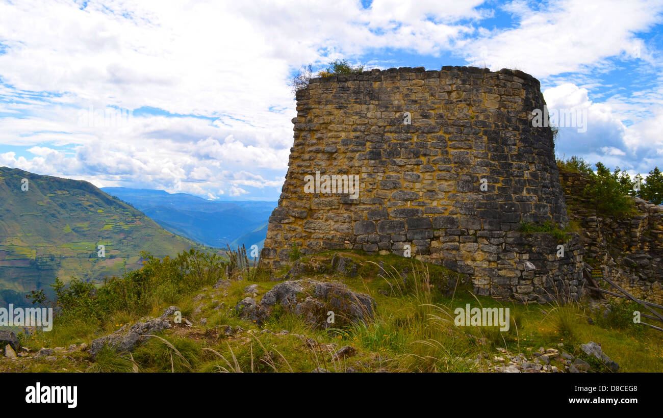 Inca style watch tower at the Kuelap archaeological site. Chachapoyas ...