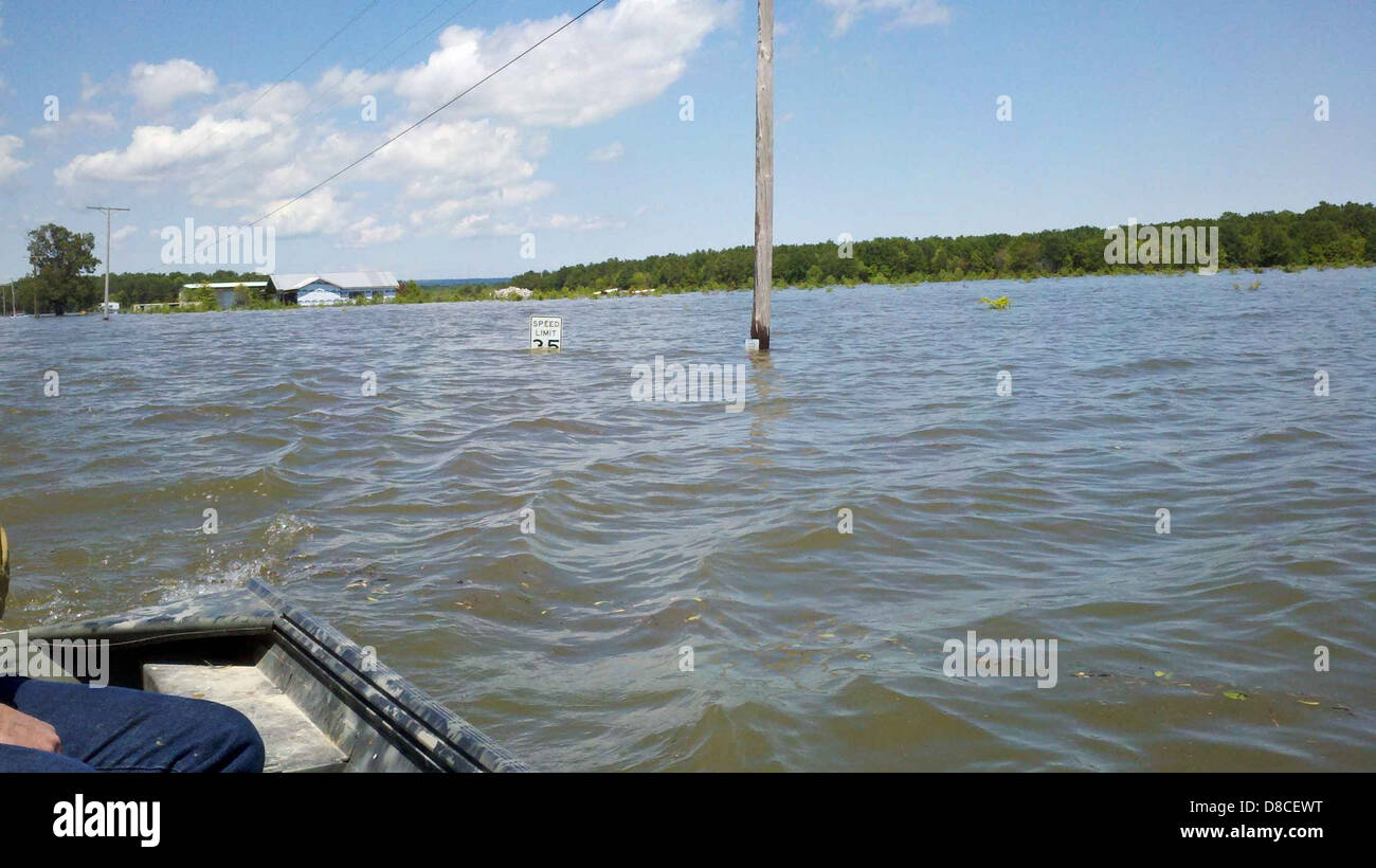 This photo shows a waterway at Bald Knob, a location with a boat ramp ...