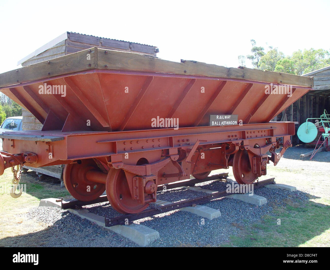 A ballast wagon is shown in this image, typically used for transporting ...