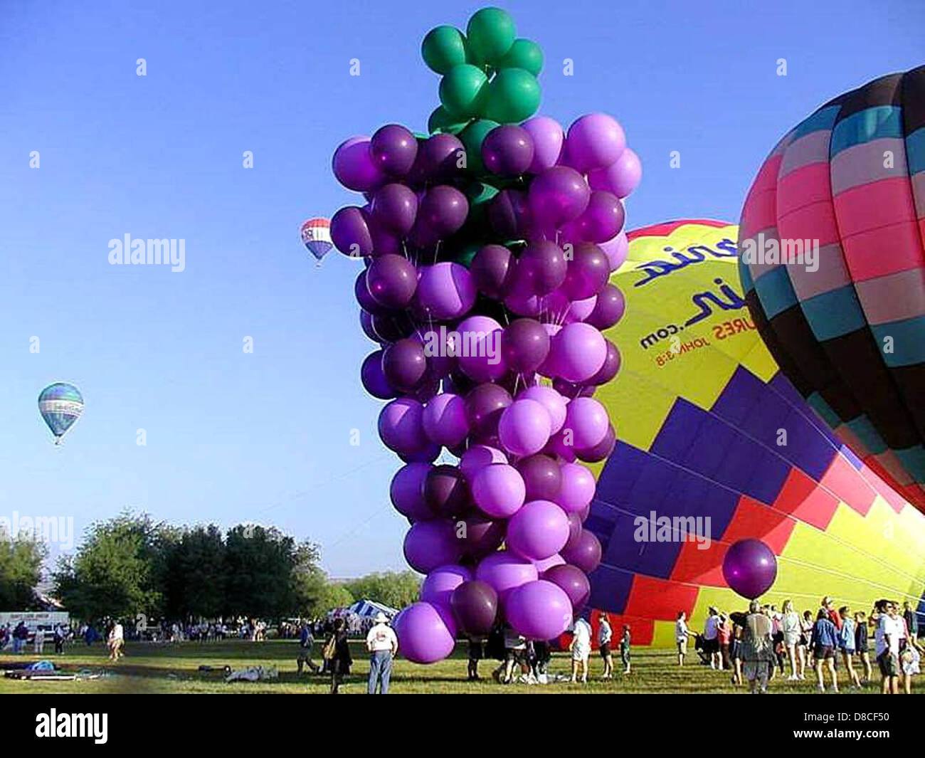 A vibrant scene from a balloons festival, with colorful hot air ...