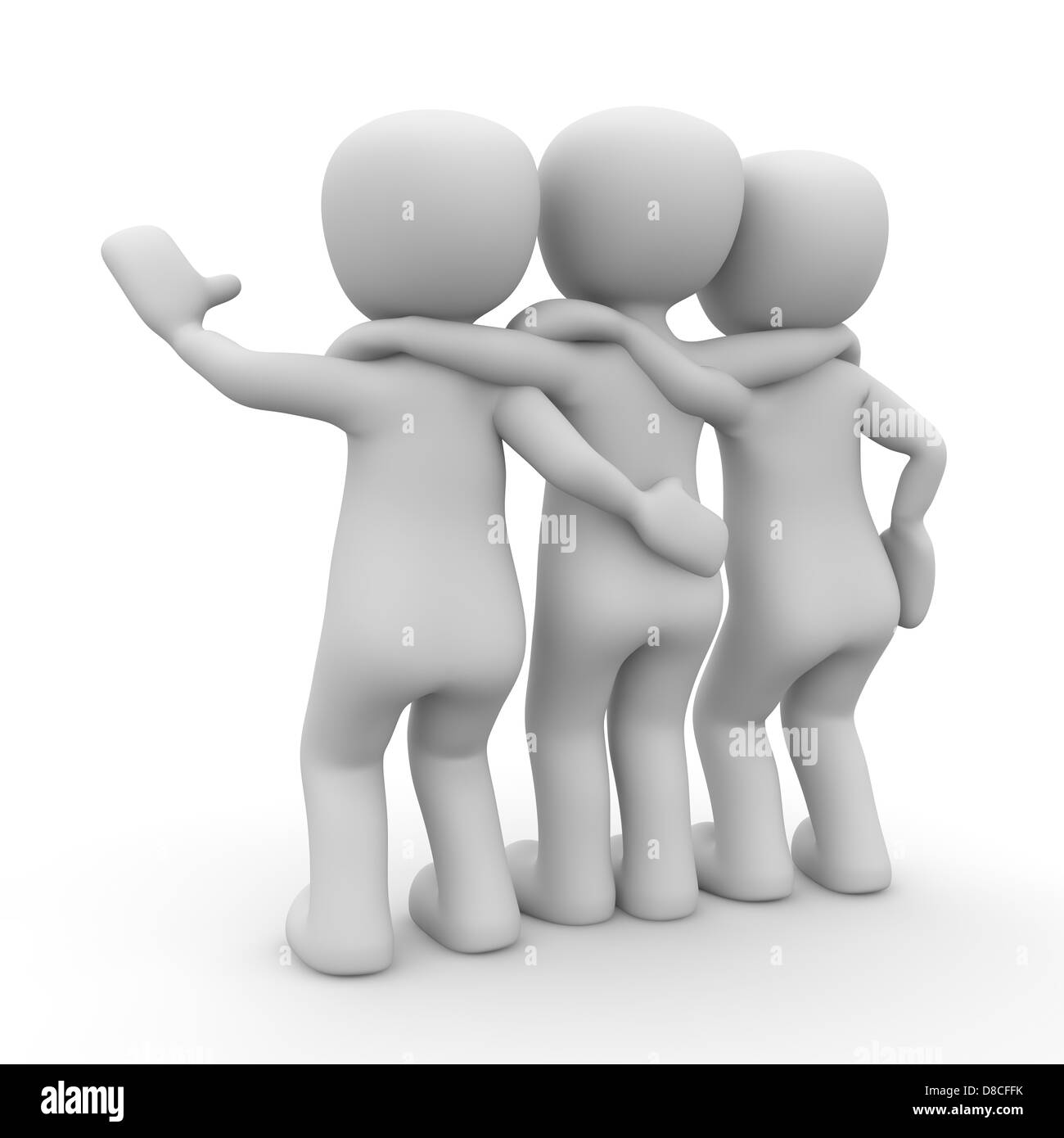 Three 3D characters a in a friendship Stock Photo - Alamy