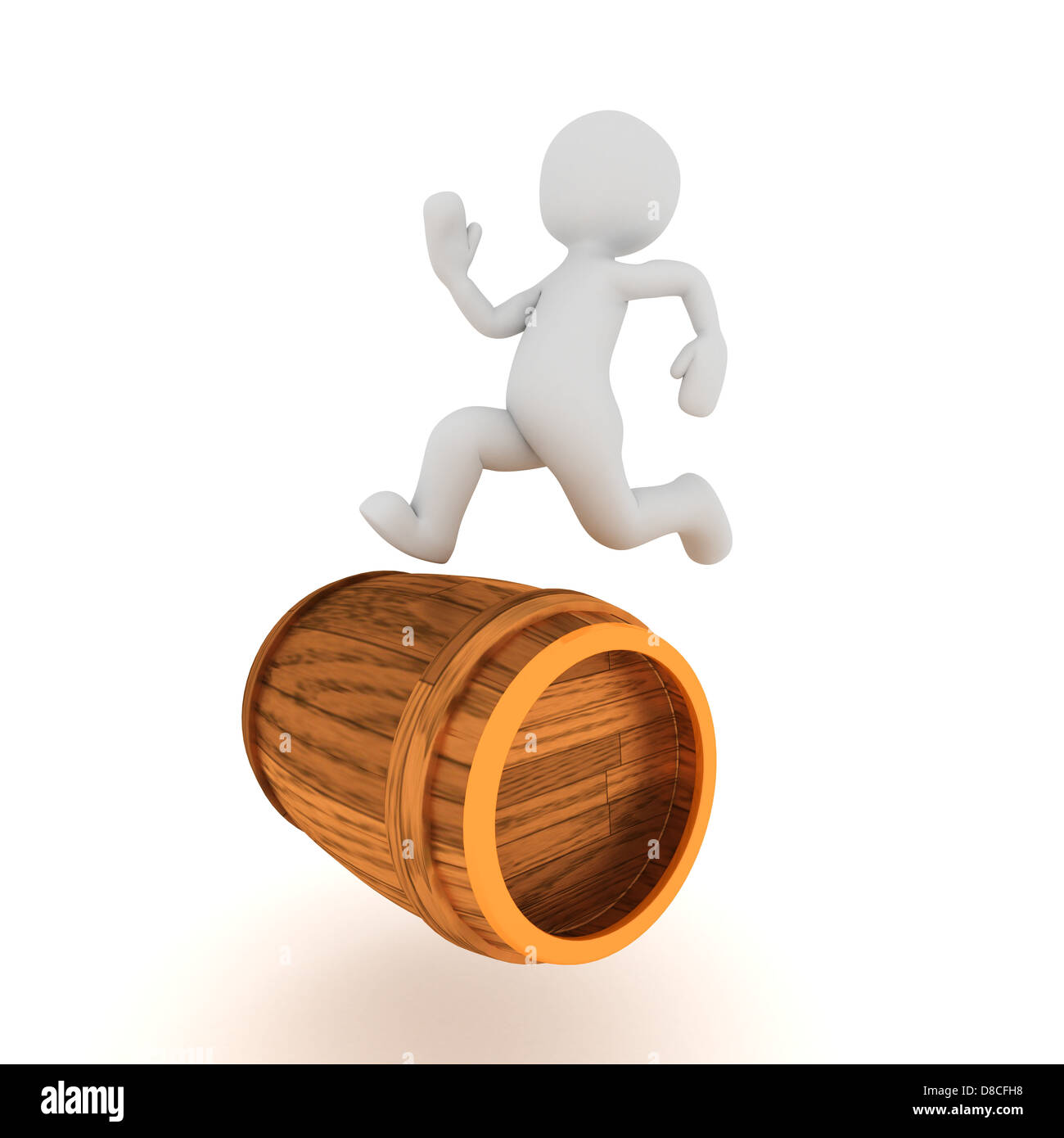 A 3d character running on a wine barrel Stock Photo - Alamy