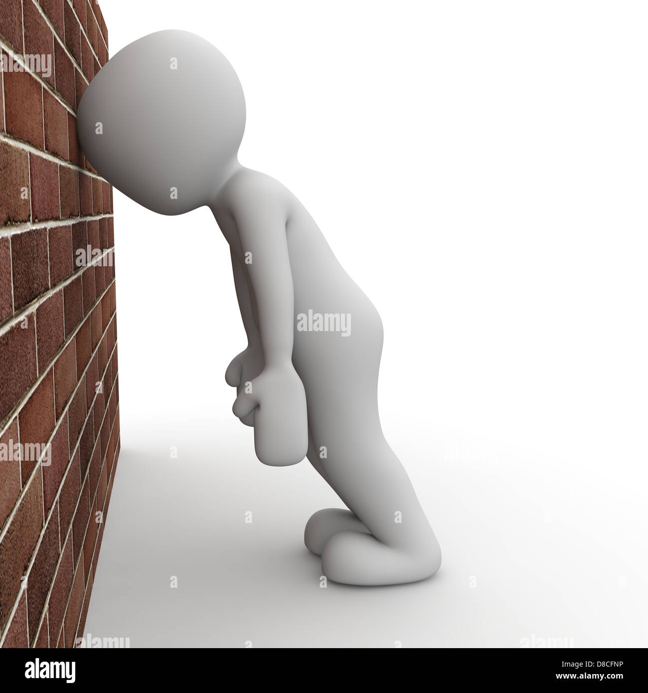A 3D character wants his head against the wall Stock Photo - Alamy