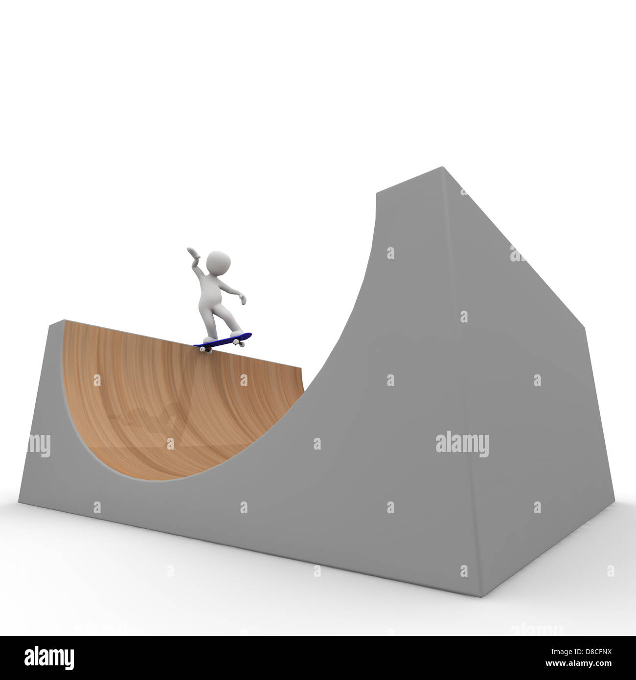 A 3D character on a halfpipe Stock Photo - Alamy