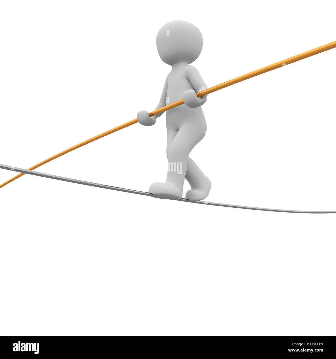A 3d character walks on a rope Stock Photo - Alamy