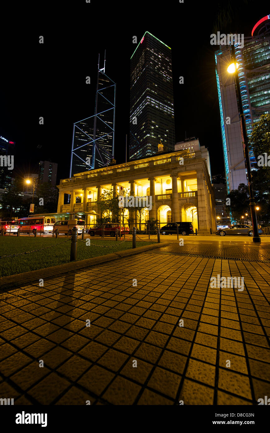 Old Legco building at night in Central, Hong Kong Stock Photo - Alamy