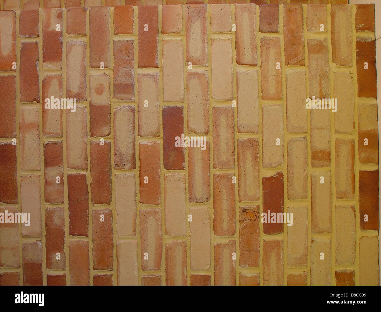 This image shows a close-up of bright red brick texture, highlighting ...