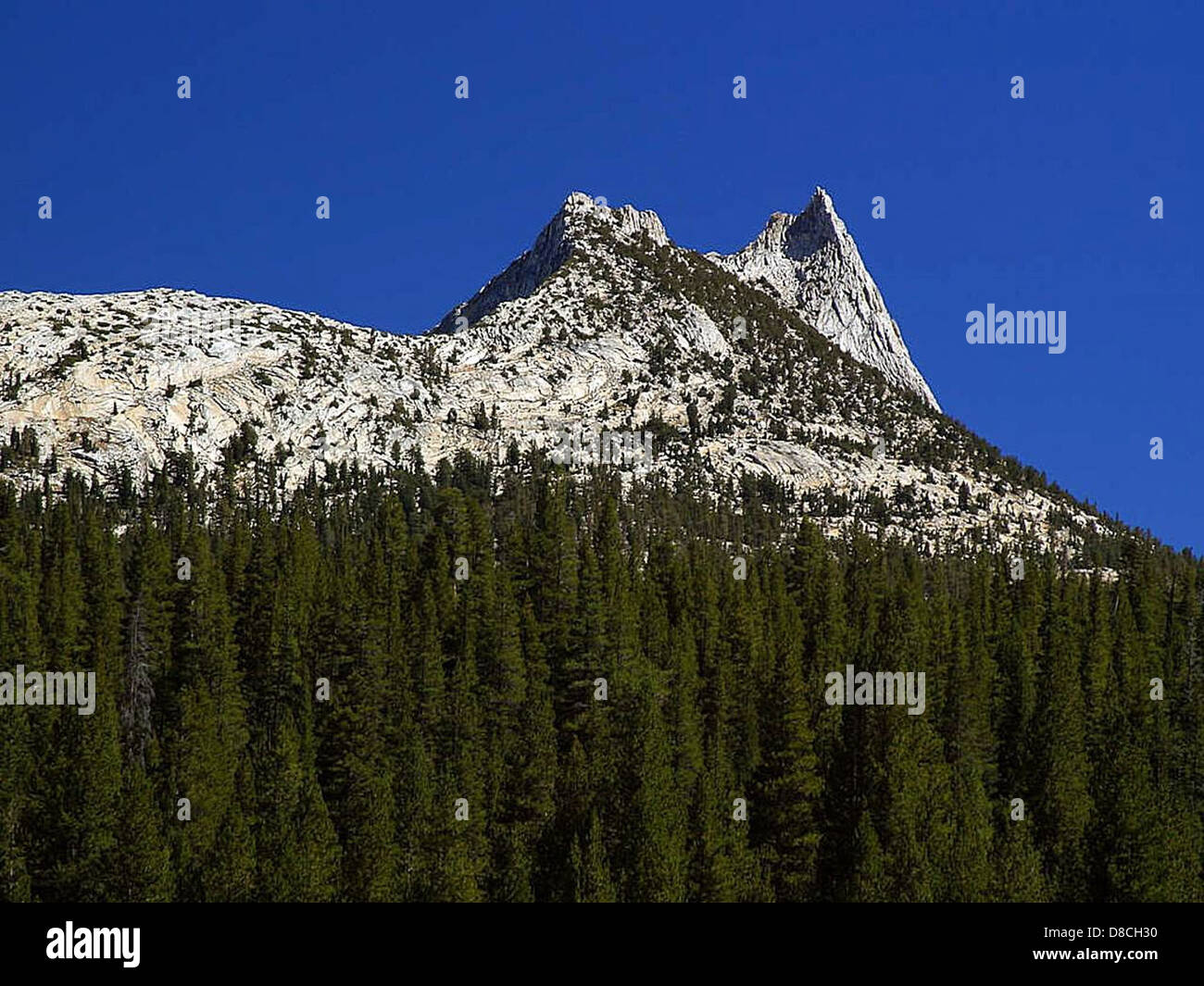 Cathedral Peak in Yosemite National Park stands tall against the sky ...