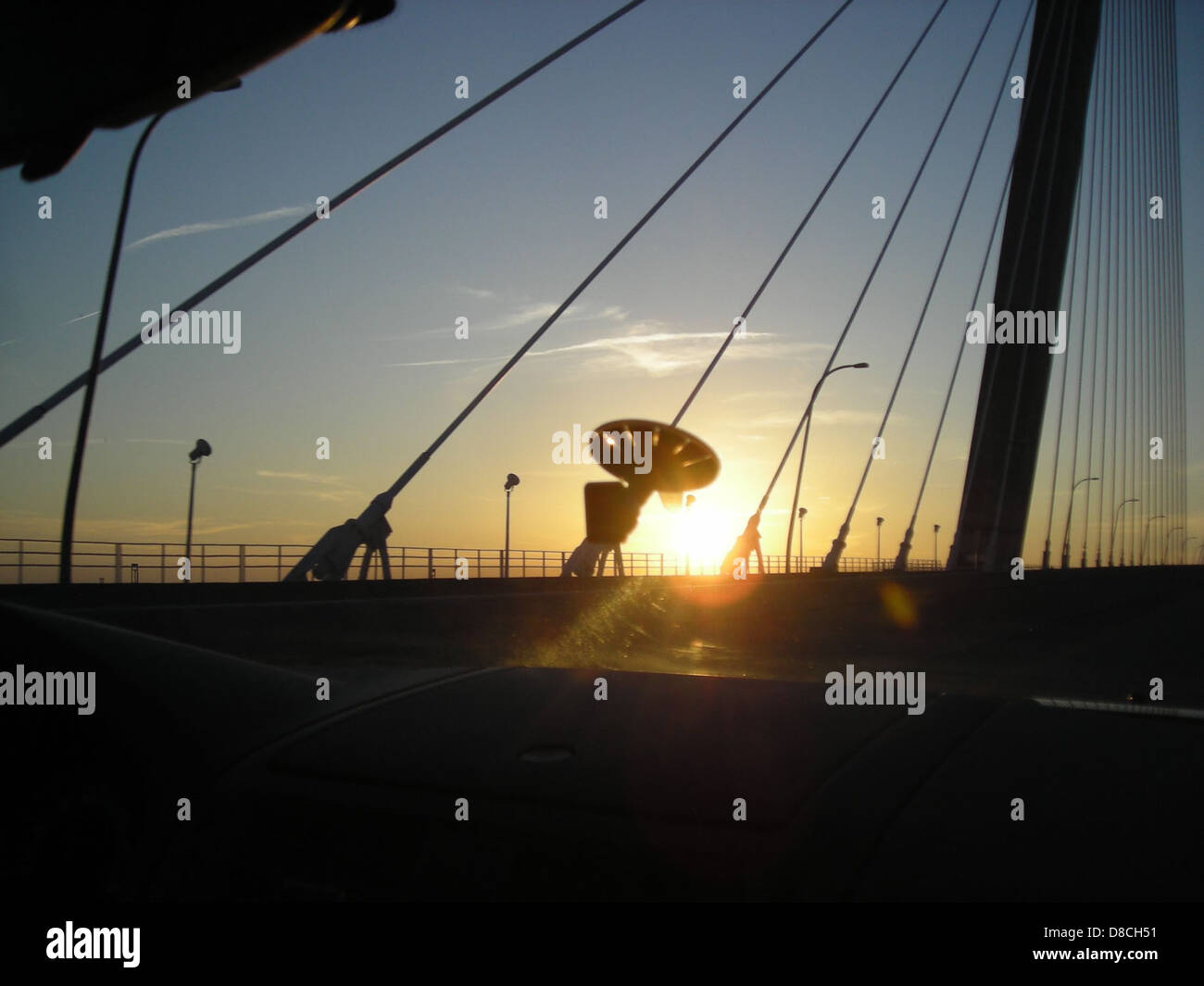 This stock photo shows the Charleston Bridge, a major bridge spanning ...