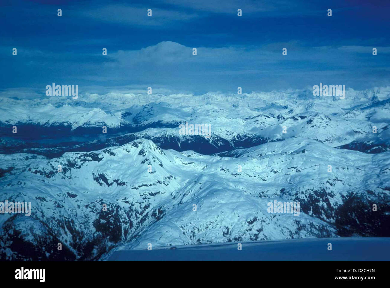 A scenic aerial view of the Chugach Mountains, captured from a plane ...