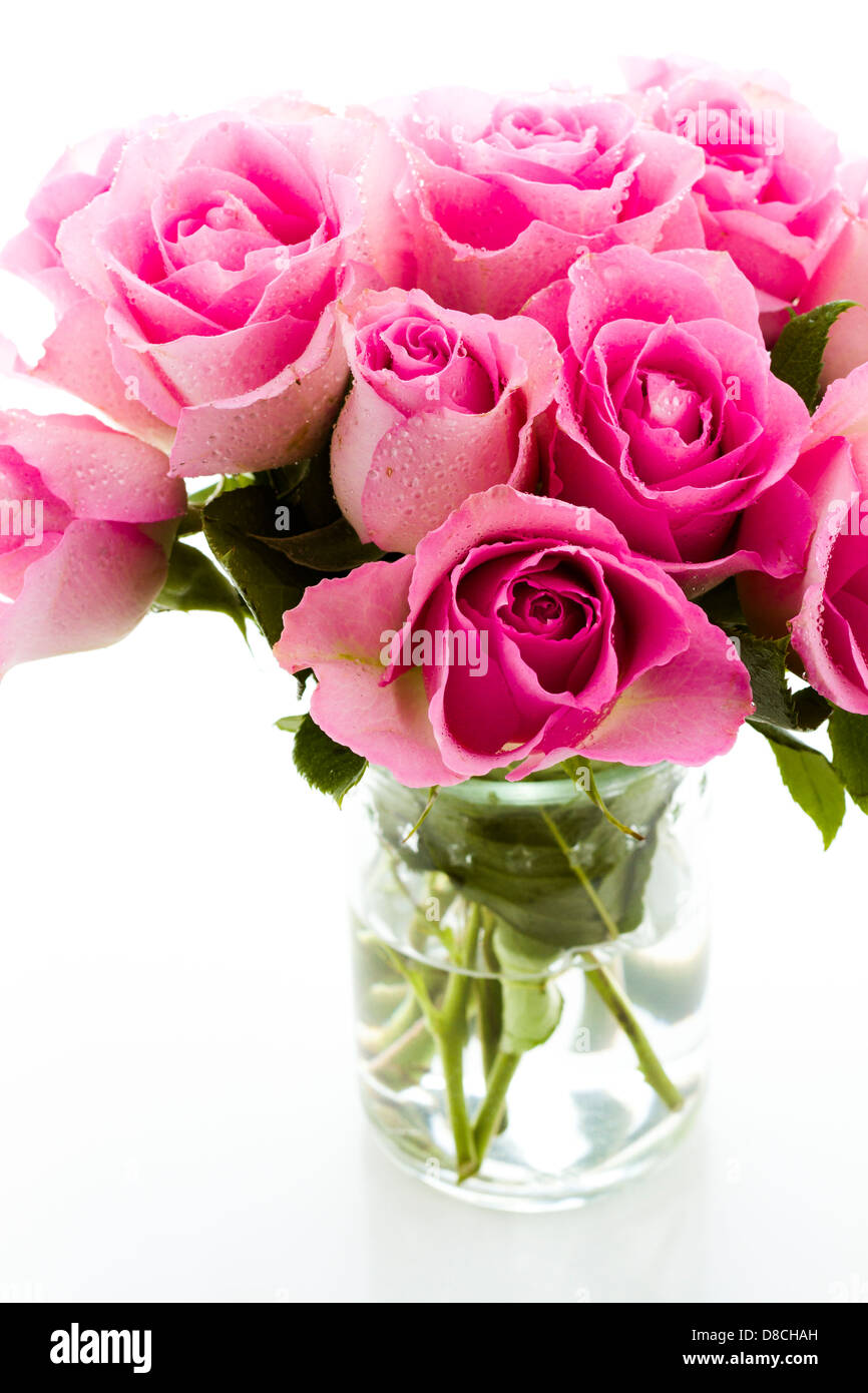 Small bouquet of fresh pink roses Stock Photo - Alamy