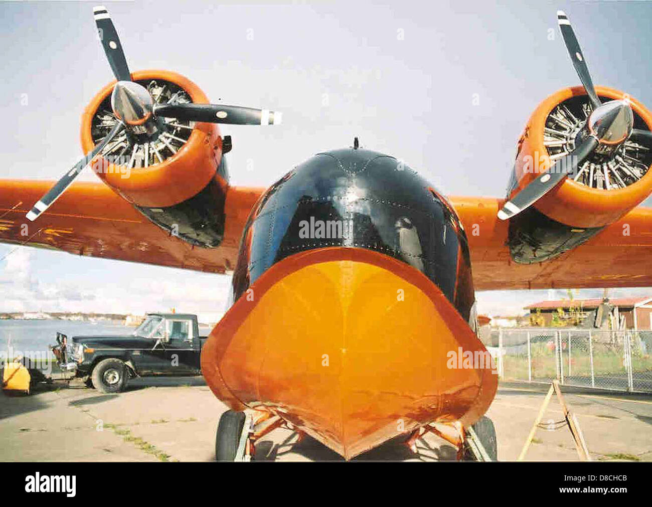 A close-up shot of the front propellers of an aircraft, highlighting ...