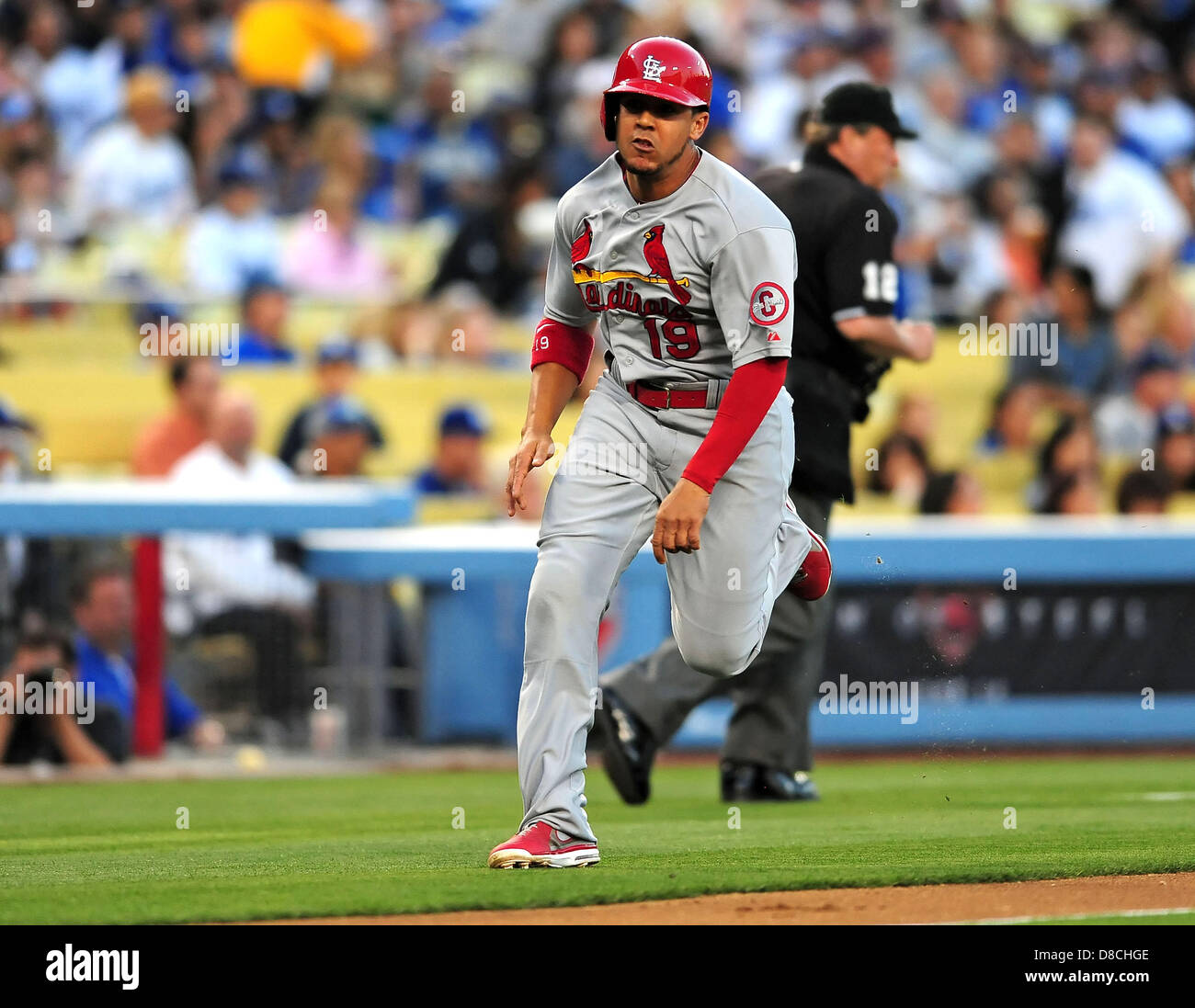 May 24, 2013 Los Angeles, CA.St. Louis Cardinals center fielder Jon Jay #19 runs from third base ...