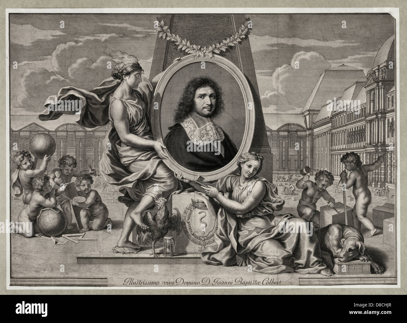 Jean Baptiste Colbert, head-and-shoulders portrait in medallion hanging ...