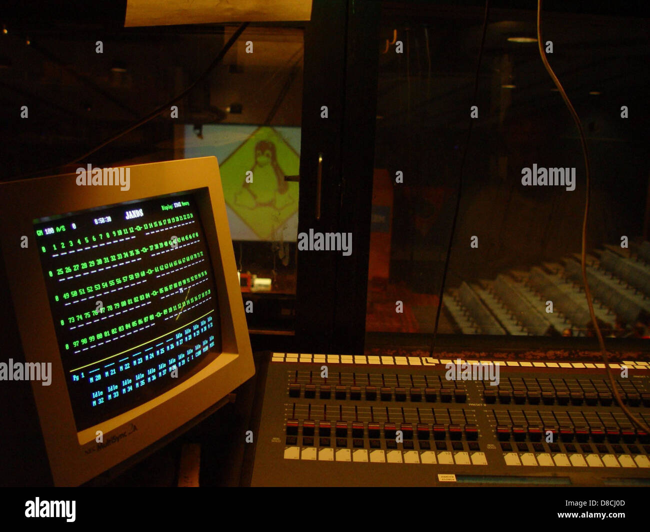 Control desk with monitor Stock Photo - Alamy