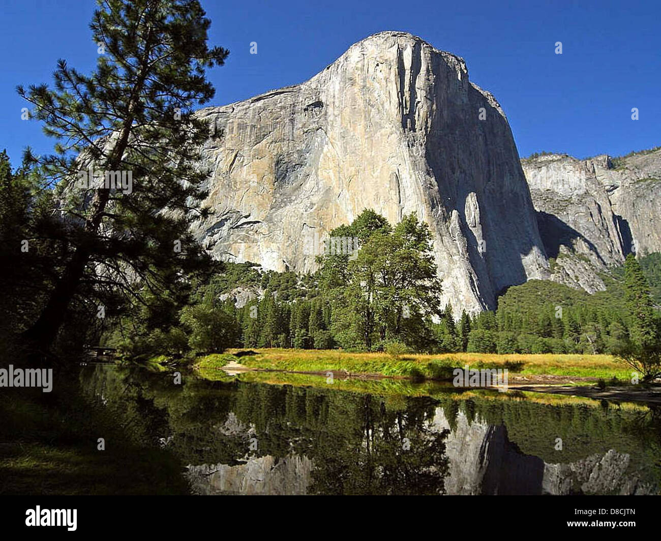 This image shows the iconic El Capitan rock formation towering over the ...