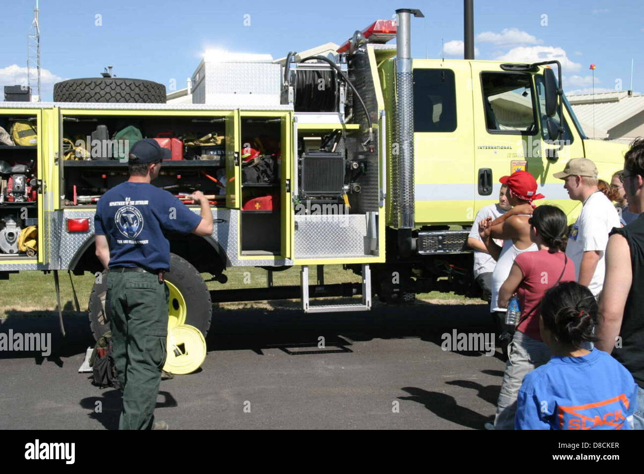 Fire truck with all equipment fire gear Stock Photo - Alamy