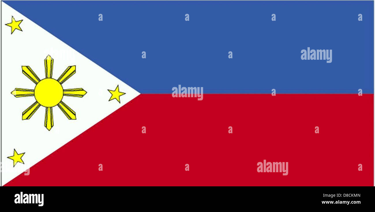 The flag of the Philippines, featuring horizontal blue and red stripes ...