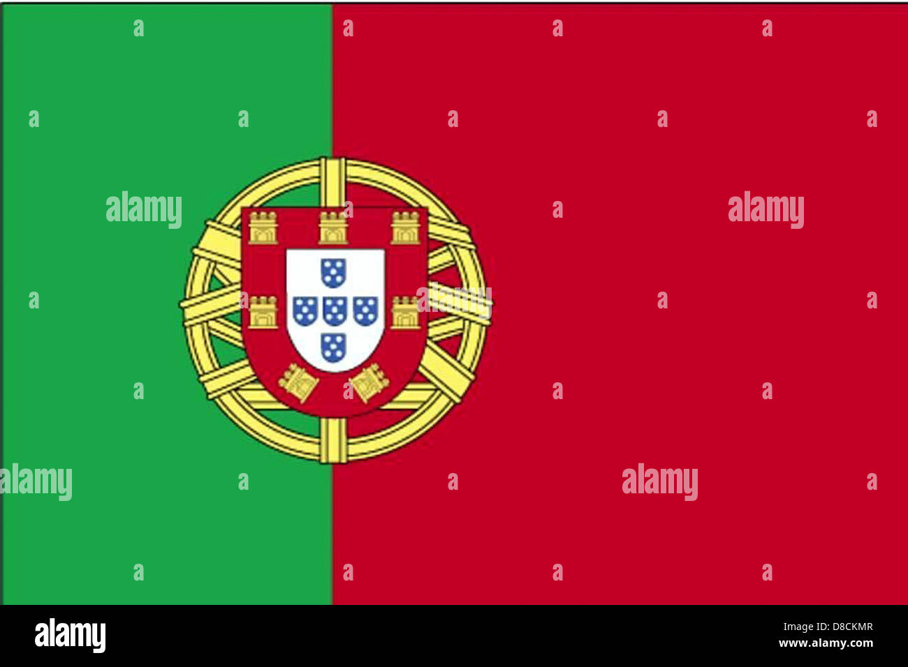 This image shows the flag of Portugal, featuring a red and green design ...
